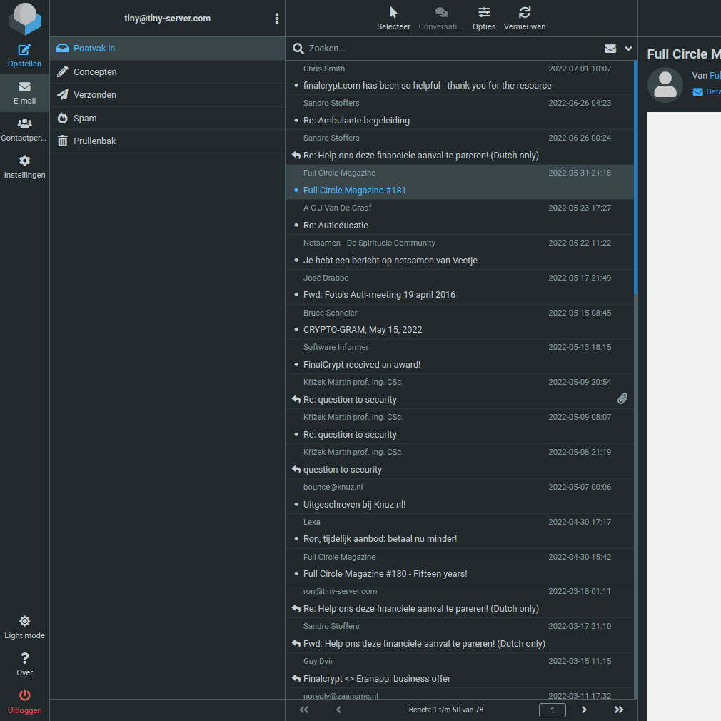 WebMail – Tiny Server